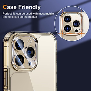 UniqueMe [3 Pack Compatible for iPhone 14 Pro Max/iPhone 14 Pro Camera Lens Protector,[Case Friendly][Scratch-Resistant] - Gold