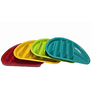 Arrow Home Products Fiesta Taco Plate, 12 Pack - Each Plate Includes 3 Taco Holders Plus 2 Compartments - BPA Free Plastic, Made in the USA, Dishwasher Safe - Assorted Colors