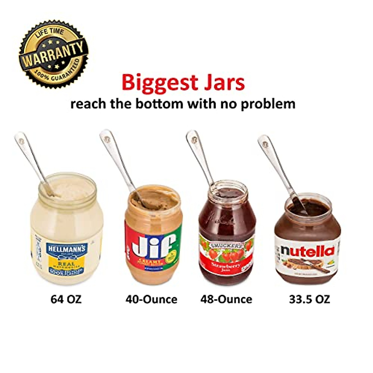 Stainless Steel Spatula Spreader Knife, Peanut Butter and Jelly, Chocolate or Strawberry Jam Stirrer & Jar Scraper Multifunction Stir & Scrape BIG Jars - Spread with Clean Hands By Simple preading