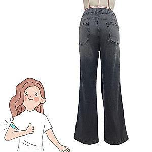 2023 New Wide Leg Jeans for Women, Oprah Favorite Jeans, Seamed Front Wide Leg Jeans Elastic Waist (X-Large, Black)