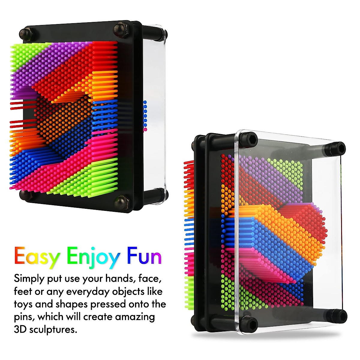 LXS 3D Pin Art Board Toy, Colourful Plasic Board Size(3.75 x 5 inches), Classic Pin Impression Art Toys Sculpture for Children Kids