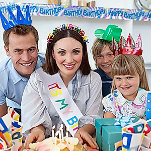 Araluky Happy Birthday Hat Birthday Crowns for Women IT'S MY BIRTHDAY Headband with Birthday Sash Rainbow Birthday Headband Tiaras for Women Birthday Headpiece for Women Girls Birthday Tiara Princess Hair Band for Parties Favors Costume Birthday Gift