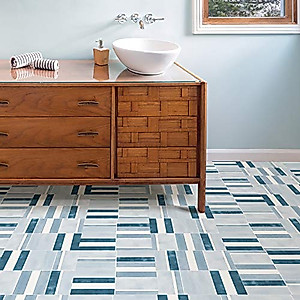 FloorPops FP3300 Azure Peel & Stick Floor Tiles, Blue