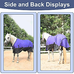 Gallopoff 600 Denier Rip-Stop Horse Rain Sheet Lightweight Waterproof and Breathable Turnout Horse Blanket (No Fill) Violet/Black 78