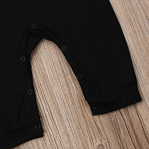 Baby Boy Gentleman Shirt Bowtie Romper Tuxedo Jumpsuit Overall Black Suit Clothes 0-18M (Black, 0-6 Months)