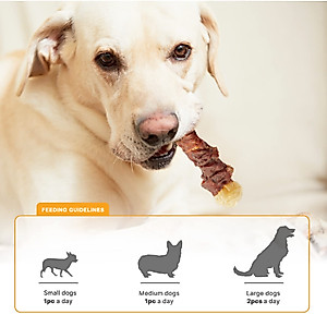 Jungle Calling Beef Tendons for Dogs, Duck Wrapped Tendons Dog Chews Long Lasting Hip and Joint Supplement for Dogs with Glucosamine (Knotted Bone)