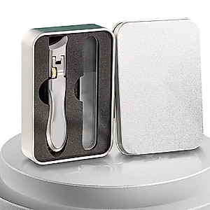 Smasener Nail Clippers Set, Ultra Sharp Sturdy Fingernail and Toenail Clipper Cutters with Visibly Tin Case for Men, Women & Seniors, Silver