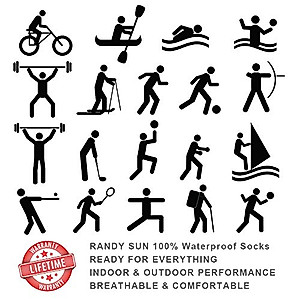 RANDY SUN Women Waterproof Skiing Socks, Mens' Multisport Rainy Snowy Outdoor Hiking Wading Trail Half-Cushion Dry Warm Moisture Control Comfortable Crew Socks Medium