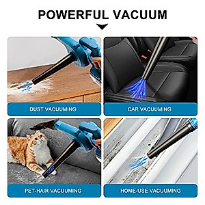 Cordless Leaf Blower, GOWAACHO 21V 2-in-1 Electric Handheld Sweeper/Vacuum with 2*4.0Ah Rechargeable Battery & Charger for Blowing Leaf, Cleaning Dust, Car, Computer Host, Small Trash