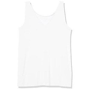 Amazon Essentials Women's Jersey Standard-Fit V-Neck Scoopback Tank Top (Previously Daily Ritual), White, Medium