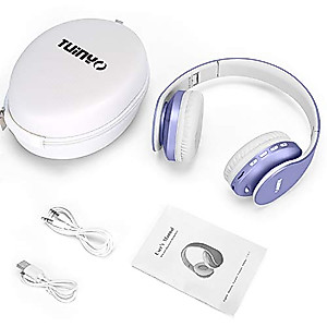 TUINYO Wireless Headphones Over Ear, Bluetooth Headphones with Microphone, Foldable Stereo Wireless Headsetfor Travel Work TV PC Cellphone-Purple