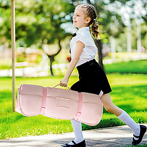 Tufted Toddler Nap Mats for Preschool Daycare Girls Pink Jacquard Tufts Kids Sleeping Mats Toddler Slumber Bag Nap Pad with Removable Pillow for Girls Boys Kindergarten Sleepovers Travel and Camping