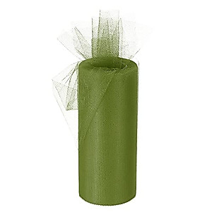 MECCANIXITY Tulle Ribbon Rolls Netting Fabric Spools 6 inch 25 Yards Olive Green for Christmas Wrapping Wedding DIY Crafts