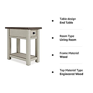 Signature Design by Ashley Bolanburg Chair Side End Table, 14"W x 24"D x 24"H, Whitewash