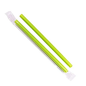 Karat C9060s (Green) 9'' Boba Straws (10mm) Poly Wrapped - Green (Case of 1600)