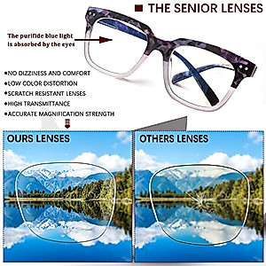 MAEOWN 5 Pack Reading Glasses Blue Light Blocking Fashion Ladies Readers, Computer Square Eyeglasses for Women, with Spring Hinges (5 Pack Mix Color, 1.25, multiplier_x)