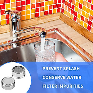 Stainless Steel Kitchen Faucet Aerator, 4 PCS Faucet Aerator, Bathroom Faucets Aerators Replacement Parts with 4 PCS Gasket, High Flow Faucets Aerators Sink Aerator for Kitchen Bathroom