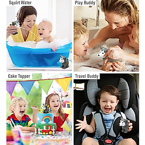 DolliBu Wolf Bath Buddy Squirter – Floating Wolf Rubber Bath Toy, Fun Water Squirting Bathtime Play For Toddlers, Cute and Soft Wild Life Animal Toy For The Bathtub, Beach, and Pool for Girls and Boys