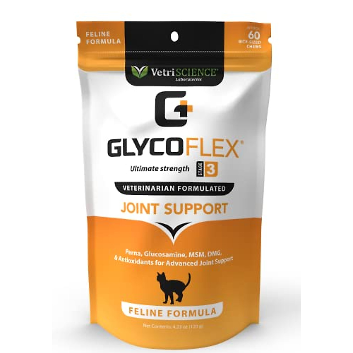 VETRISCIENCE Glycoflex 3 Maximum Strength Hip and Joint Supplement with Glucosamine for Cats - DMG, MSM & Green Lipped Mussel