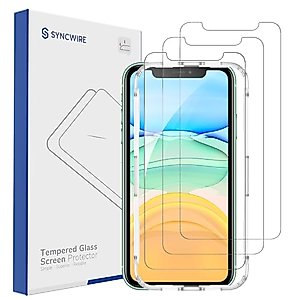 SYNCWIRE 3-Pack Screen Protector for iPhone 11/iPhone XR 6.1", Unbreakable Tempered Glass Saver Shatterproof Film[Easy Installation Frame][99.99% HD Clear][10X Stronger][Bubble Free][Sensitive Touch]