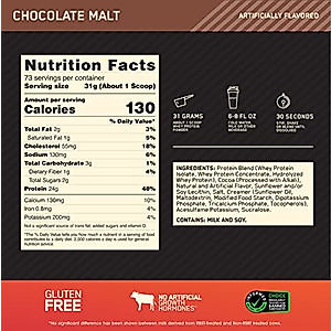 Optimum Nutrition Gold Standard 100% Whey Protein Powder, Chocolate Malt, 5 Pound (Packaging May Vary)