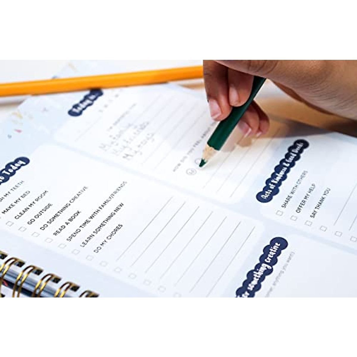 Kids To Do Chore List Daily Task Checklist Planner Time Management Notebook by Bright Day Non Dated Flex Cover Spiral Organizer 8.25 x 6.25 (Rainbows)