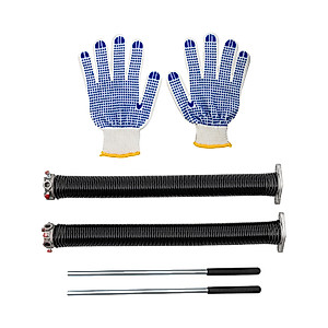 Garage Door Springs Replacement Kit, Pair of 2" Garage Door Torsion Spring Set with Non-Slip Winding Bars & Gloves, Precision Electrophoresis Oil-Free Black Coated, MIN 16,000 Cycles