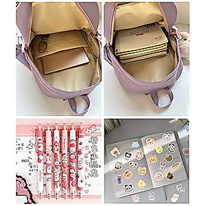 OATSBAS Kawaii Backpack for Teen Girls and Boys, Cute Elementary Bookbag, Perfect for Middle School, Over 3 Yeas Old. (2#Purple-sets)