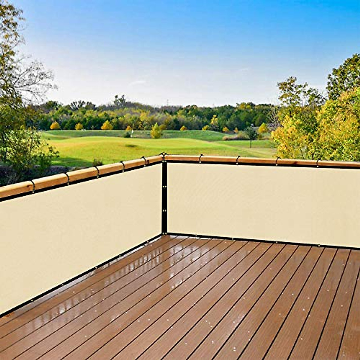 DearHouse Balcony Privacy Screen Cover, 3.5ft x16.5ft Privacy Screen Balcony Shield for Porch Deck Outdoor Backyard Patio Balconys, Includes 35 pc Cable Ties
