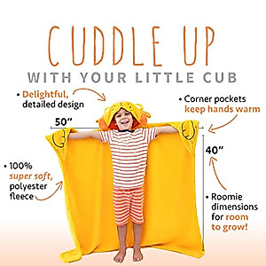 Canoogles Lion Wearable Hooded Blanket for Kids, Blanket Hoodie, Soft, Cozy Hooded Fleece Blanket, Machine Washable, 40" H x 50" W, One Size