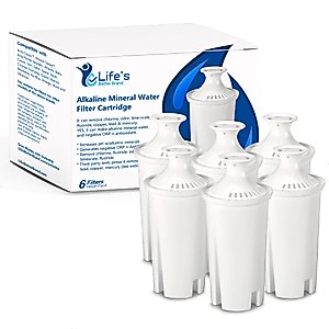 Life Ionizer - Alkaline Brita Pitcher Replacement Water Filter - Brita Pitchers Compatible Alkaline Water Pitcher Replacement Filter - Enhances Taste and pH Level of Brita Pitcher Water - Pack of 6