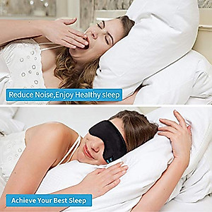 Voerou Sleep Headphones 5.2 Bluetooth Sleep Mask with Music and Ultra Thin Speakers Perfect for Sleeping, Air Travel,Meditation and Relaxation，Unique Gifts for Men Women - Black