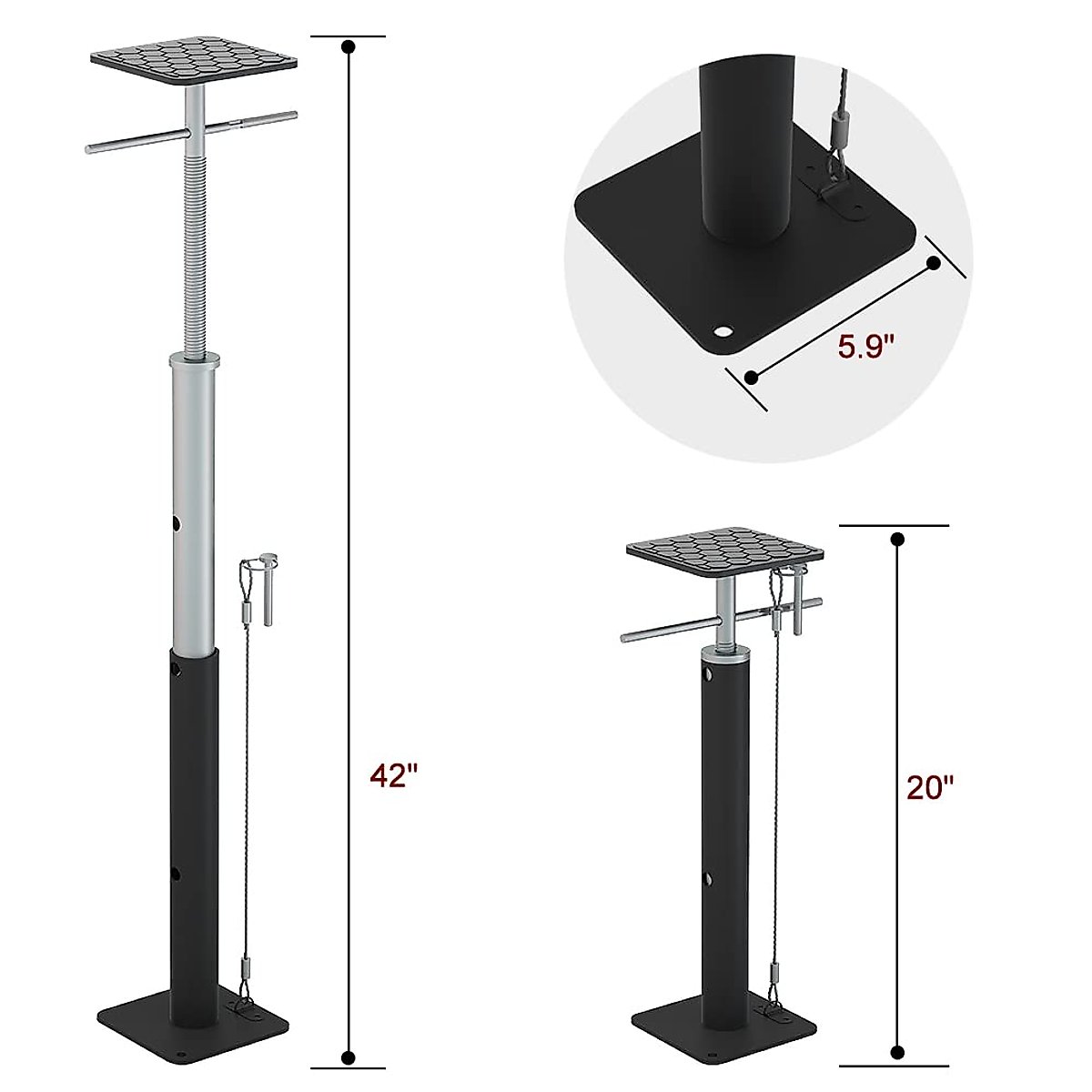 TeukRiGa RV Slide Out Support Jacks, 20"-42" Heavy Duty Slide Out Stabilizers for RV, Camper, Travel Trailer, Supports Up to 5,000 lbs Each, 2Pcs