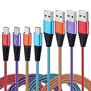 Teyssor Micro USB Cable 10FT 4-Pack Long Android Charger Cable Nylon Braided Cell Phone Charger Android Fast Charging Cord Compatible with Samsung Galaxy S6 S7 Edge J7,LG,HTC,Motorola,Sony,Xbox one