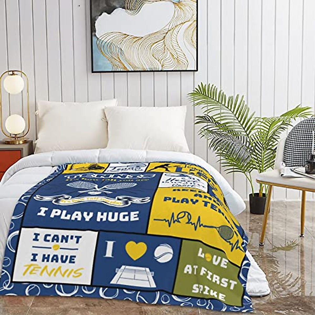ZUMAS Tennis Gifts Blanket for Men Women, Throw Blanket for Boys Girls Kids Adult Bedroom Decoration, Christmas, Thanksgiving, Birthday Gifts for Boys Girls Teens Kids (Tennis, 50x60)