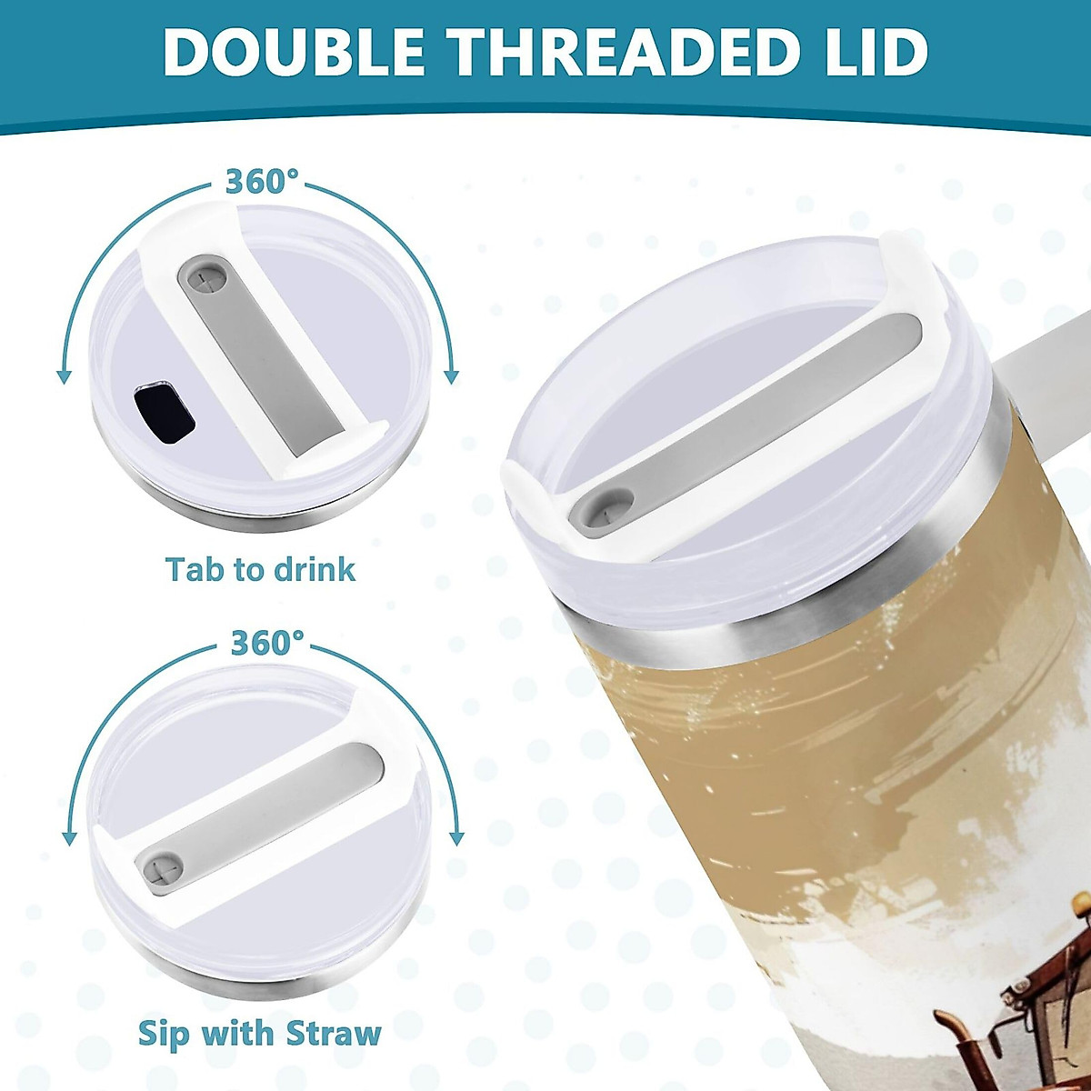 Kigai 40 oz Farmer Driving A Tractor Tumbler with Handle and Straw Lid, Insulated Cup Reusable Stainless Steel Water Bottle Travel Mug for Water, Iced Tea or Coffee