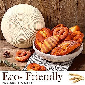 Set of 4 11.8" Bread Proofing Basket Round Sourdough Proofing Basket Bread Proofing Bowls for Rising and Baking Dough Proofing Rising Rattan Basket and Linen Liner Cloth for Home Bakers