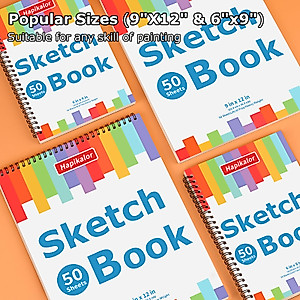 9" x 12" Sketch Book, 2-Pack 50 Sheets Spiral Bound Art Sketchbook, Acid Free Artist Drawing Book Paper, Art Supplies for Adults Kids, Craft Activities, Sketch Paper for Drawing Coloring Sketching