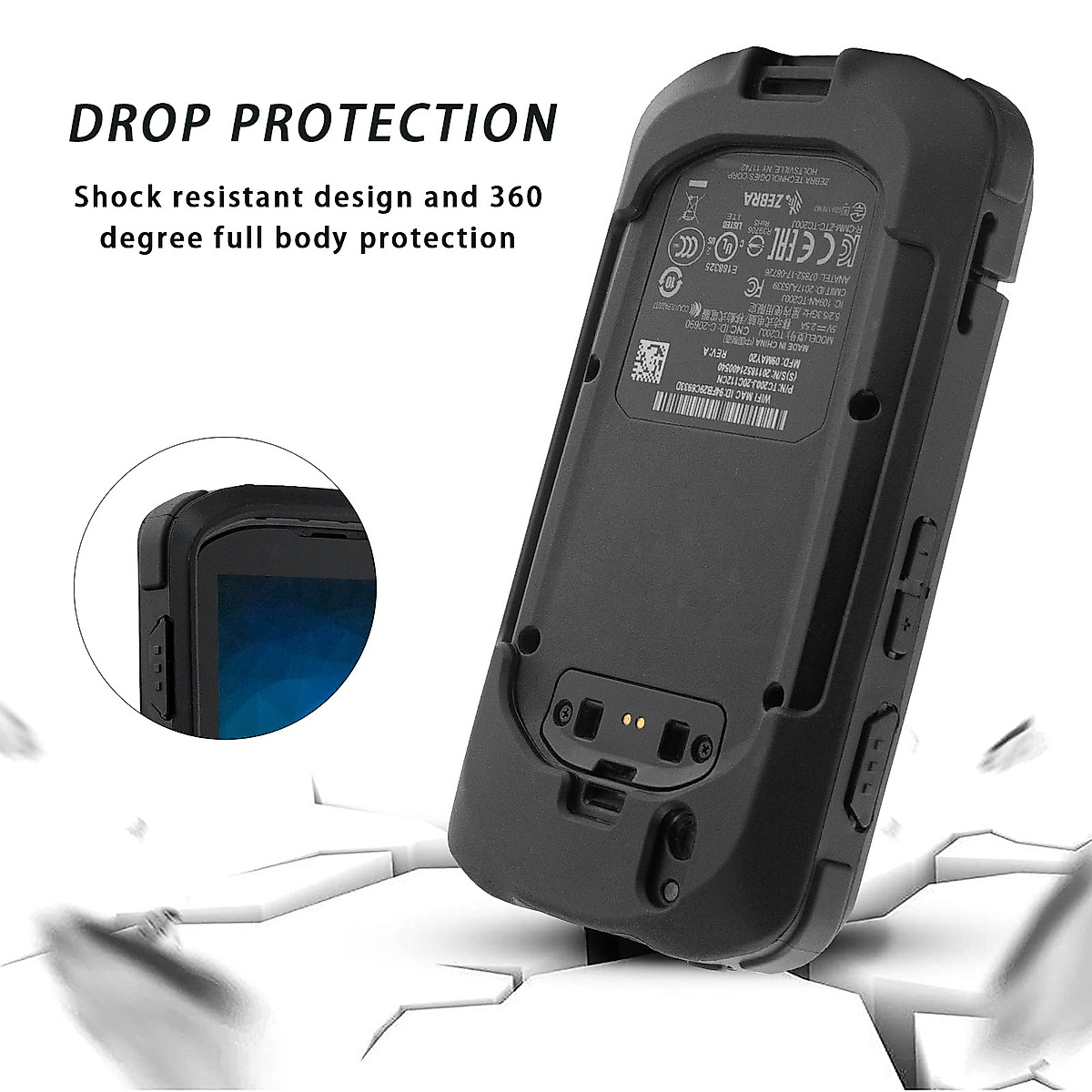 TC20 Protective Bumper Case for Zebra TC20 TC200J TC25 Full Touch Barcode Scanner Mobile Computer, Rugged TPU Rubber Cover Fall-resistant, for Devices without Keyboards