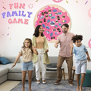 HyDren Donut Party Game 26 Donut Dart Board with 18 Sticky Balls Toys Birthday Party Favors Decorations Spa Game Baby Shower Game Gift for Class Indoor Outdoor Game