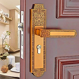 YUTR Entrance Lever Door Handle for Office or Front Door with a Satin Nickel Finish, Reversible for Right & Left Side, with a Door Bumper Wall Protector