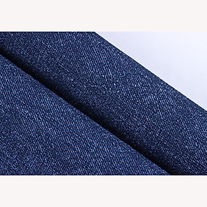 Caxilee Jeans Fabric Texture Faux Leahter Sheets Solid Leather Fabric Sheets 12" x 53” (30cm x 135cm) Inch Large Size for Pad Cellphone Case Leather Earrings Bows Wallets DIY Projects (Classic Blue)