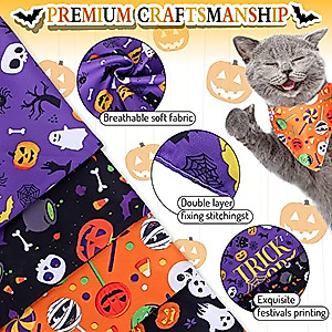Whaline 4 Pack Halloween Pet Bandanas Pumpkin Ghost Trick or Treat Triangle Dog Bibs Purple Orange Black Dog Scarf Pet Neckerchief for Small Medium Large Pet Cat Dog Costume Accessories