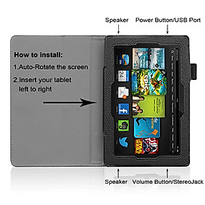 Fintie Folio Case for Kindle Fire HD 7" (2013 Old Model) - Slim Fit Folio Case with Auto Sleep/Wake Feature (Will only fit Amazon Kindle Fire HD 7, Previous Generation - 3rd), Black