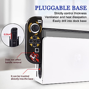 DLseego Monster Black Clear Switch OLED Protective Case Dockable Console Hard Shell + TPU Joy Con Cover Shockproof Anti Scratch Skin with 2PCS Hunter Thumb Grips for Switch 2021