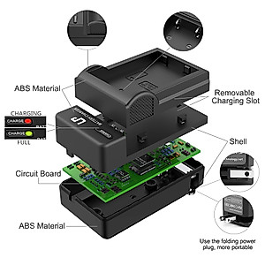 EN-EL9 EN EL9a Battery Charger Pack, LP Charger Pack Compatible with Nikon D40, D40X, D60, D3000, D5000 Cameras, Replacement for Nikon EN EL9, EN-EL9a & MH-23