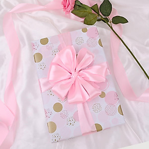 NESCCI 100 Yards Ribbon,1-1/2 Inch Pink Satin Ribbon,Single Face Satin Ribbons,Perfect for Gift Wrapping,Wedding Decoration,Handmade Bows, Wrapping Bouquet and More