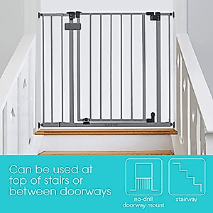 Summer Infant Secure Space Extra-Wide Safety Gate, 28.5 - 52 Inch Wide, for Doorways & Stairways, Auto-Close & Hold-Open, Grey, Slate