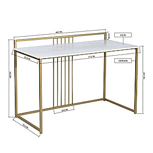 FurnitureR Computer Desk with Metal Frame 47.2 inches Home Office Writing Table Modern Design Work Space, White