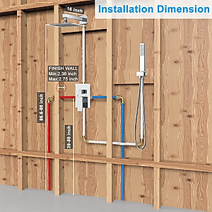 EMBATHER Shower System Chrome Shower Faucet Sets with 12" Rain Shower Head For Bathroom, Wall Mounted Square Shower Combo Set With Adjustable Handheld Bracket (Contain Rough-in Valve & Trim)